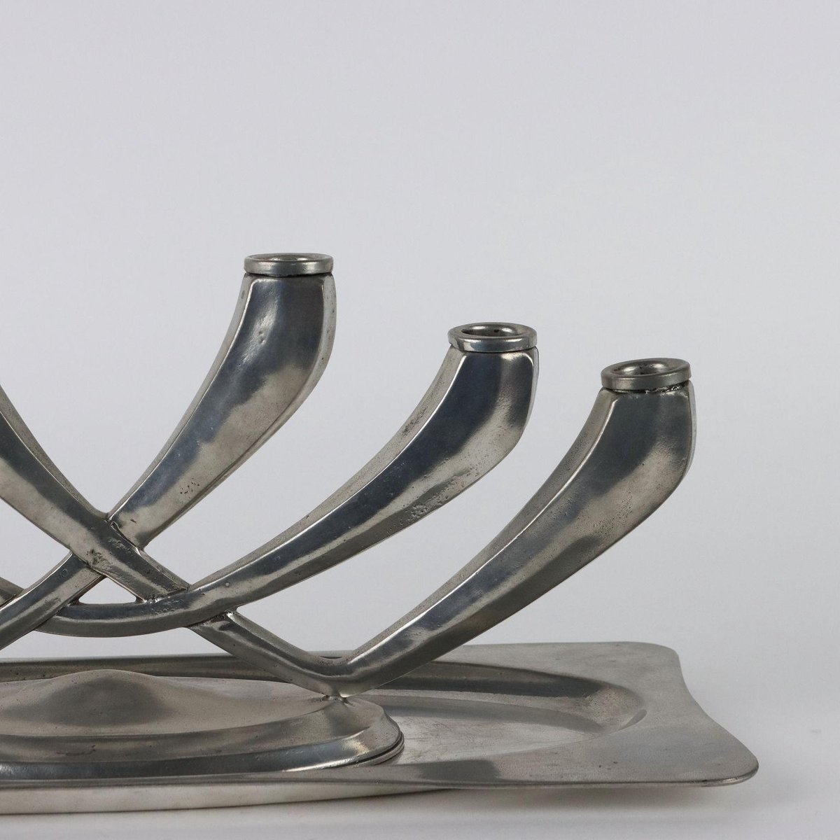 Pewter Candelabra with Tray by Giovanni Patrini for Athena, Set of 2 ...