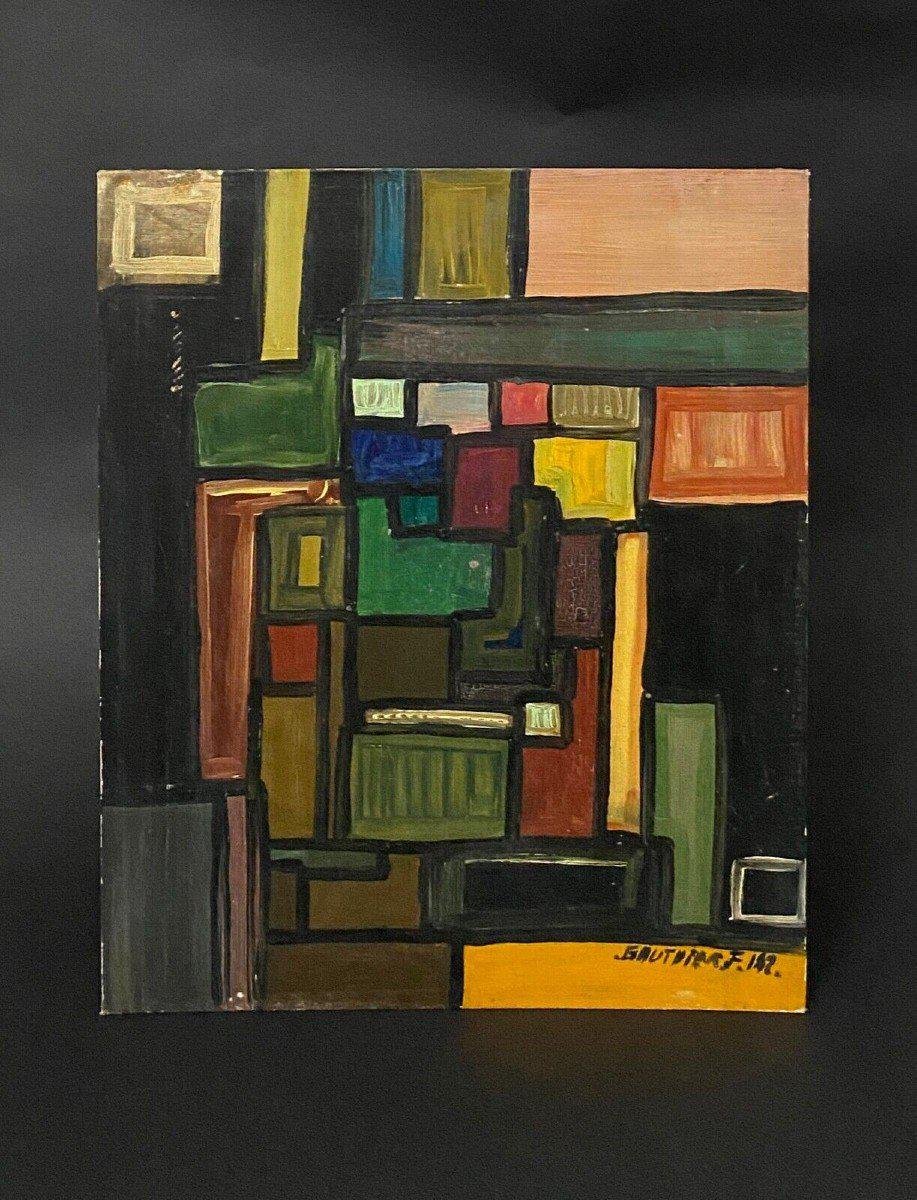 J. Gauthier, Modern Composition, Oil on Cardboard for sale at Pamono