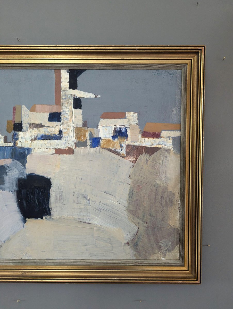 Modernist Blocks, 1950s, Large Oil Painting, Framed for sale at Pamono