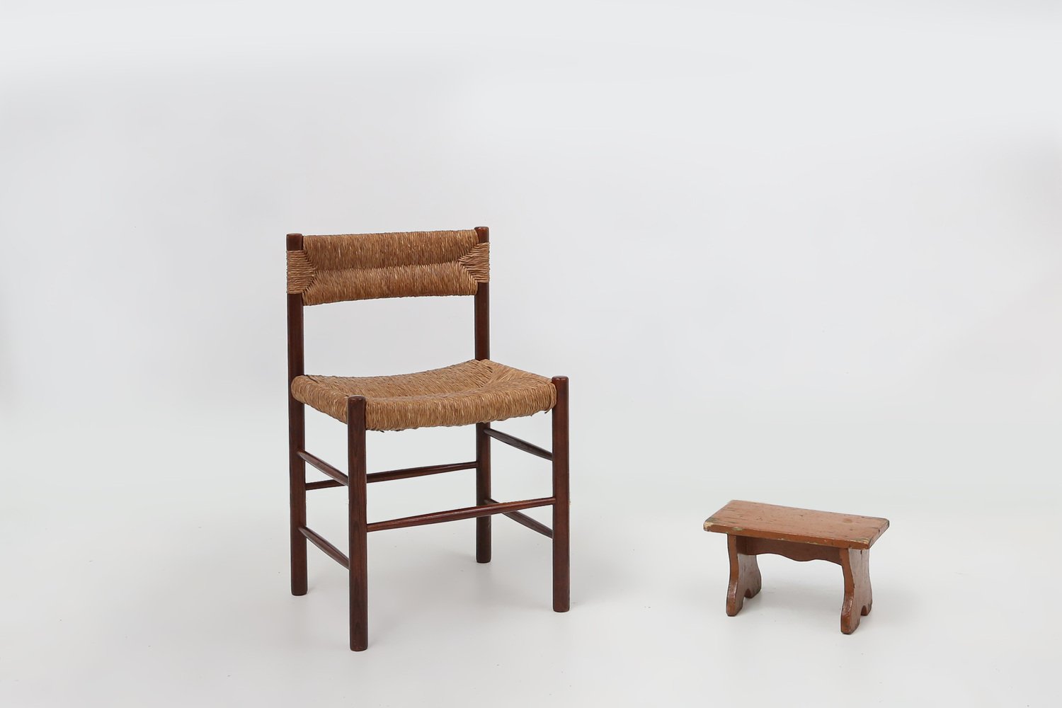 French Rustic Low Church Stool in Terracotta Painted Wood, 1890s for ...