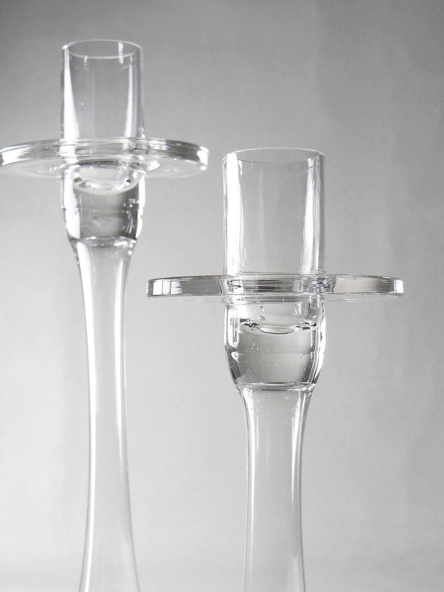 Vintage Clear Crystal Candlesticks, Set of 3 for sale at Pamono
