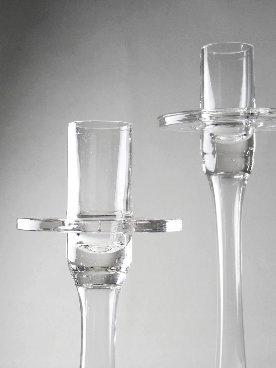 Vintage Clear Crystal Candlesticks, Set of 3 for sale at Pamono