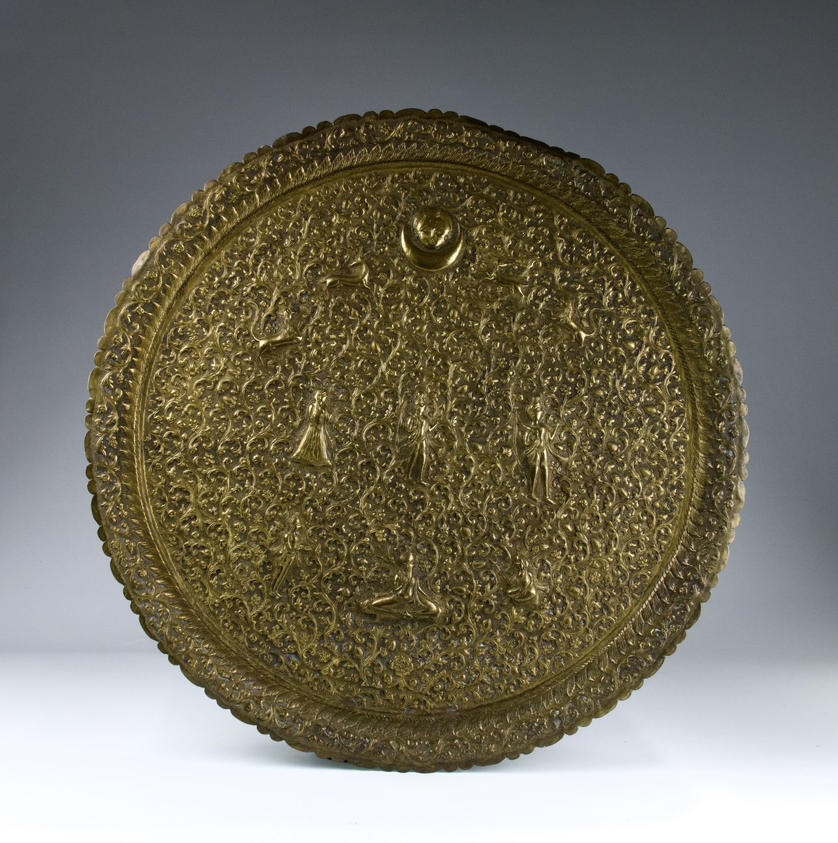 Large Tray in Embossed Brass for sale at Pamono