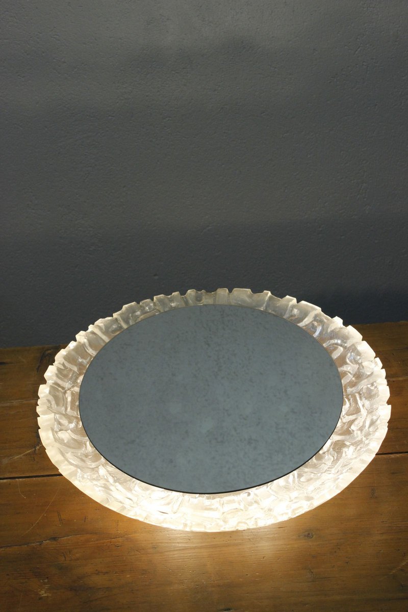 Vintage Backlit Mirror in Frosted Resin by Ercol, 1970s for sale at Pamono