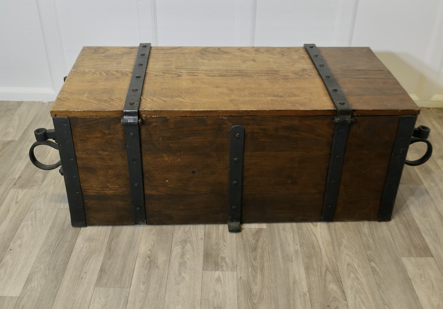 French Elm Cannonball Box with Iron Hasps and Carrying Hoops for sale ...