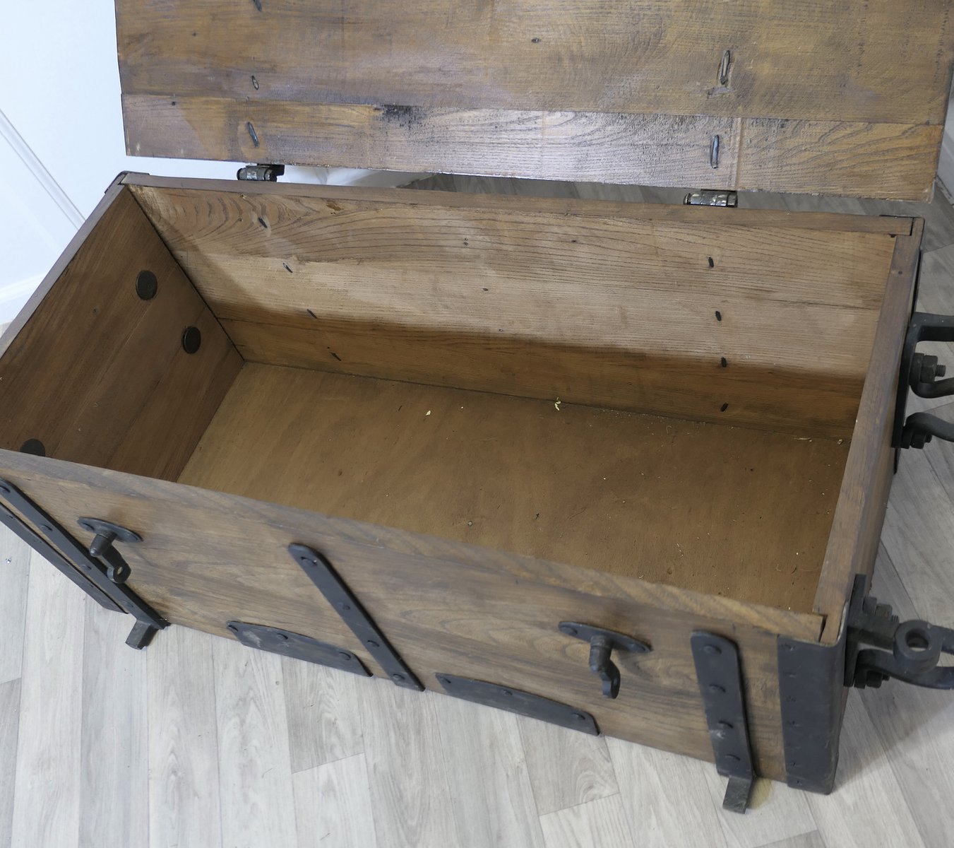 French Elm Cannonball Box with Iron Hasps and Carrying Hoops for sale ...