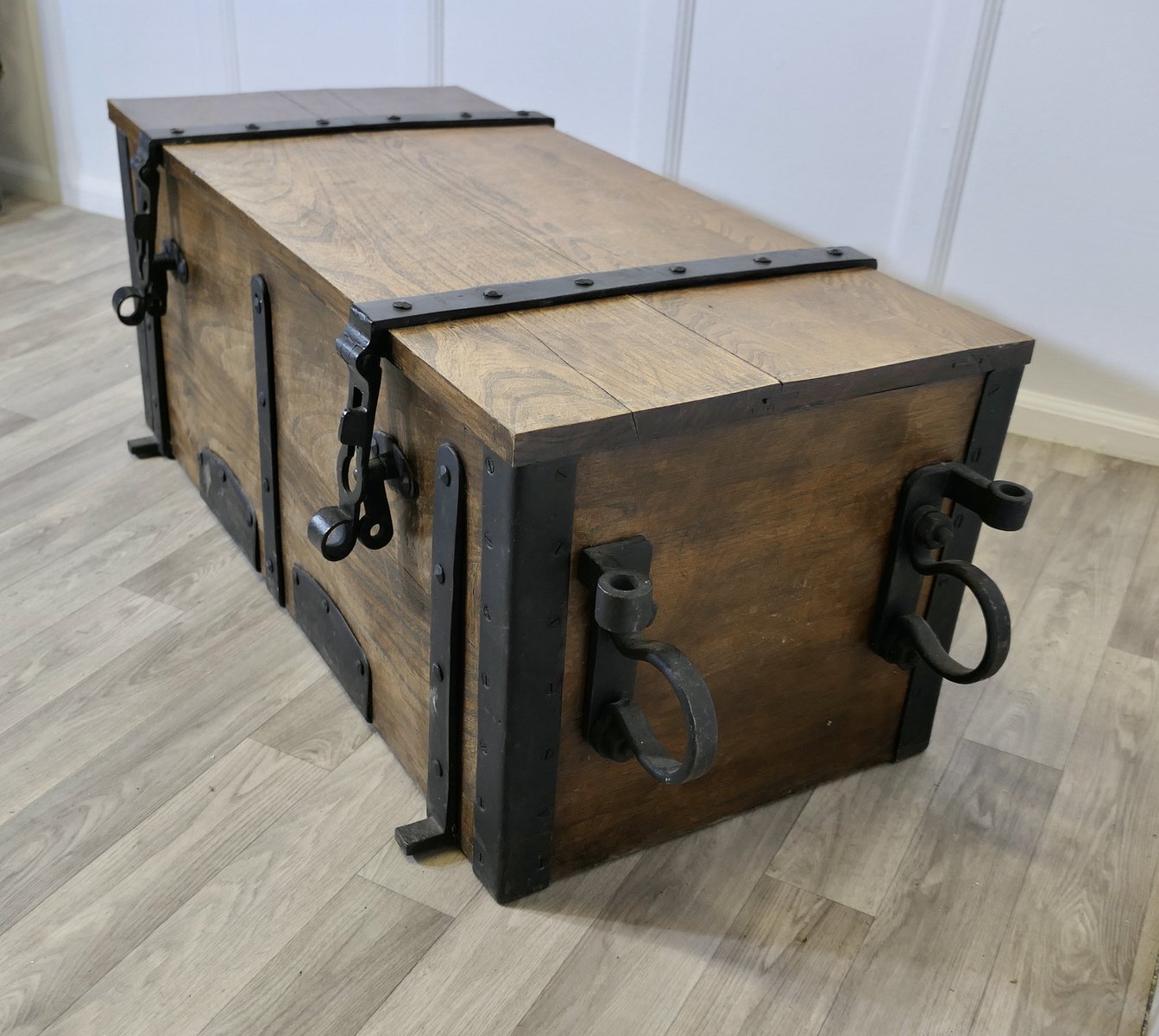 French Elm Cannonball Box with Iron Hasps and Carrying Hoops for sale ...
