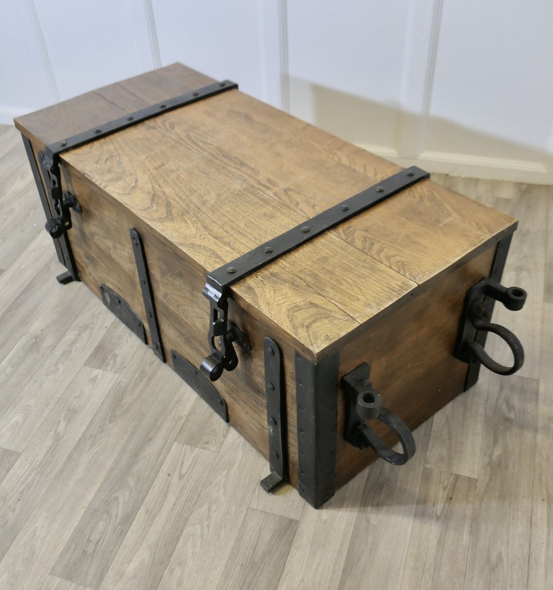 French Elm Cannonball Box with Iron Hasps and Carrying Hoops for sale ...