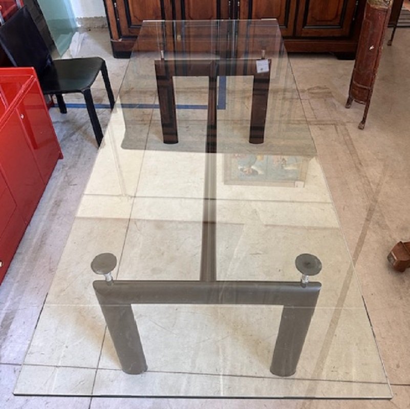 Glass Lc6 Dining Table by Le Corbusier for Cassina for sale at Pamono