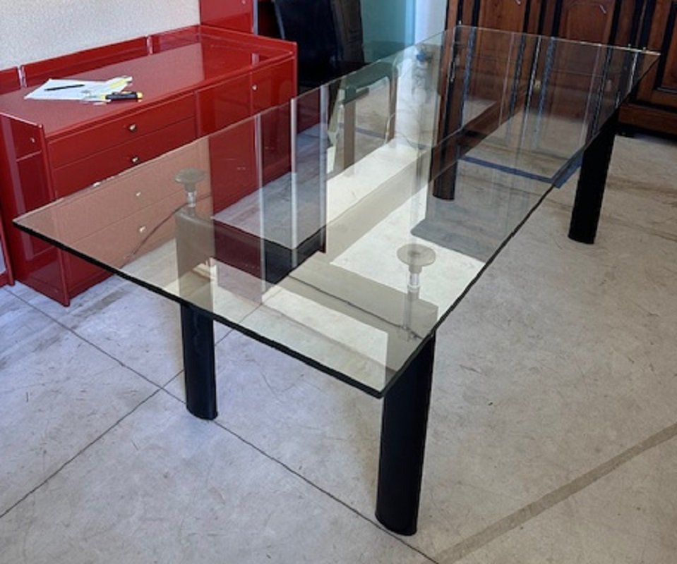 Glass Lc6 Dining Table by Le Corbusier for Cassina for sale at Pamono