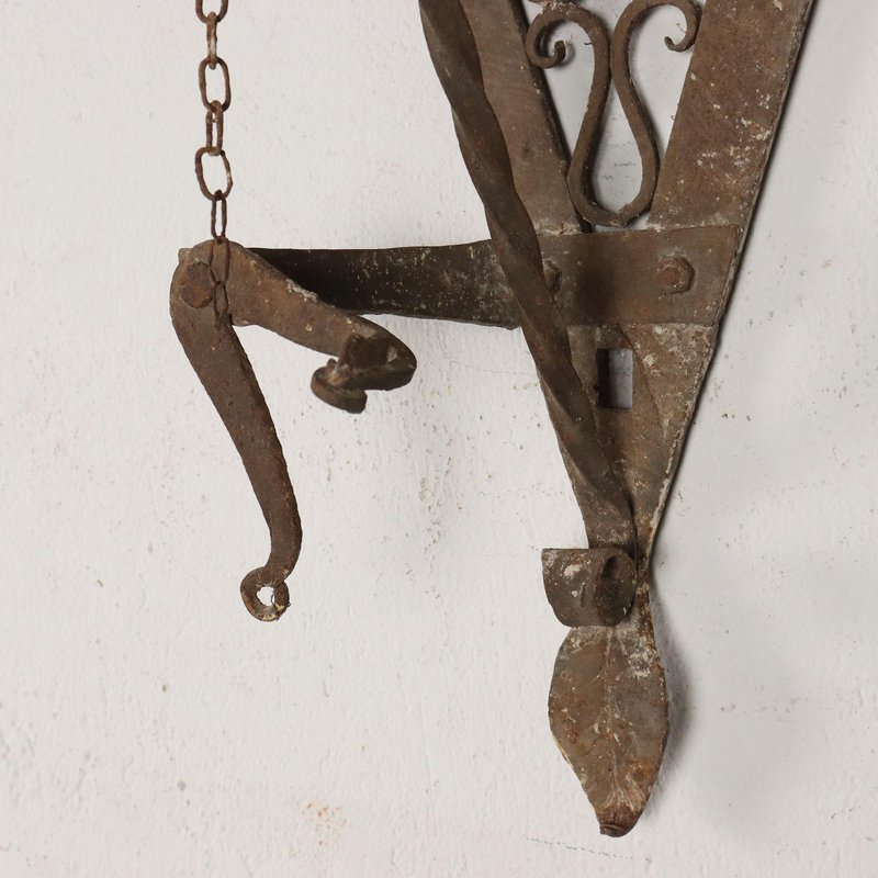 Wrought Iron Wall Torch Holder with Bell for sale at Pamono