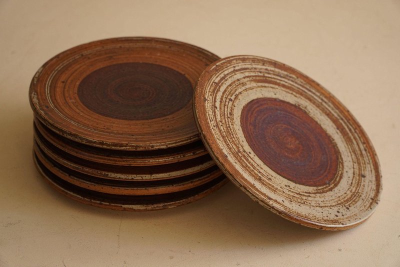 Danish Modern Ceramic Plates in Earthern Colors attributed to Tue ...