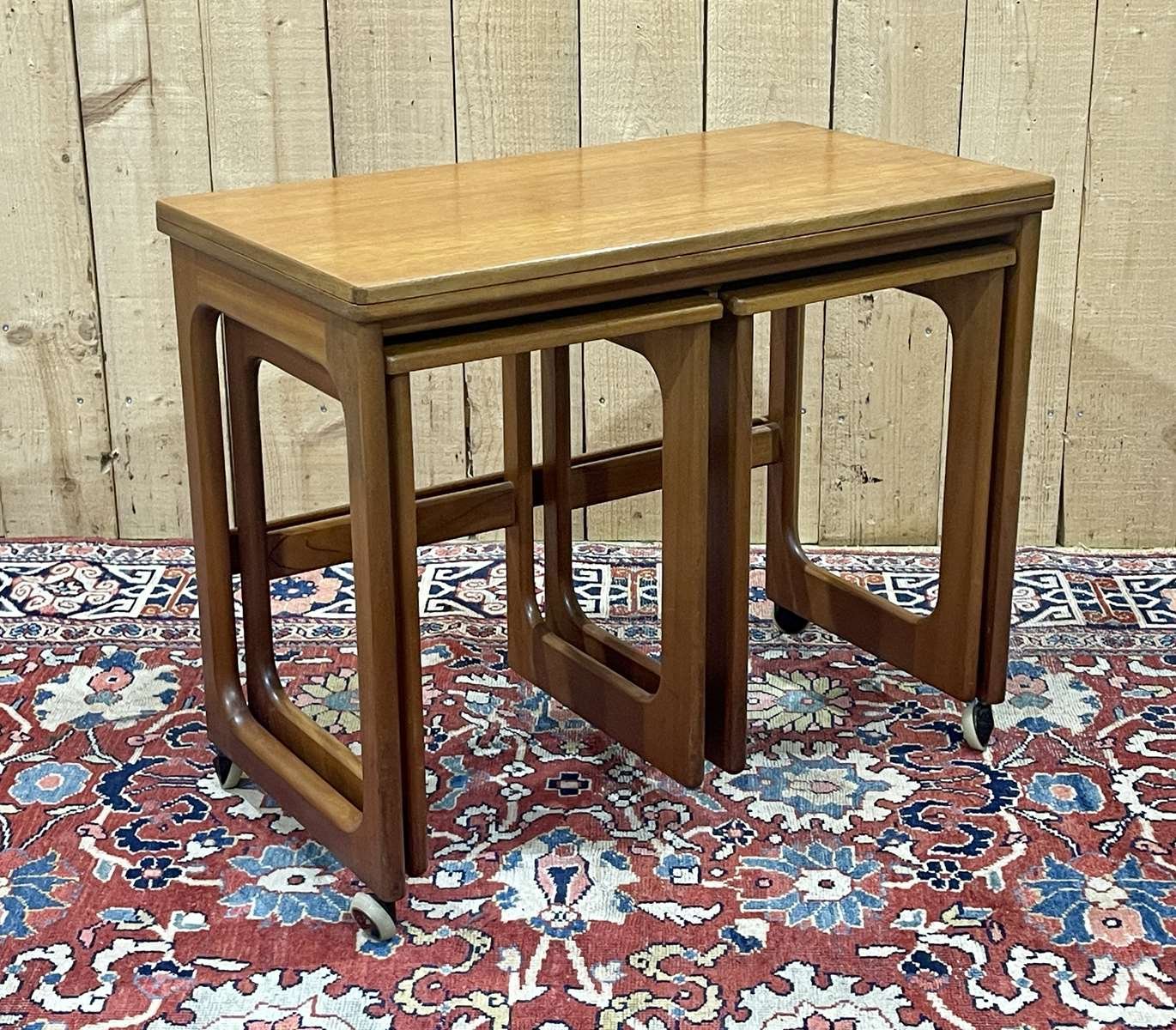 English Teak Nesting Folding Table, 1970s, Set of 3 for sale at Pamono