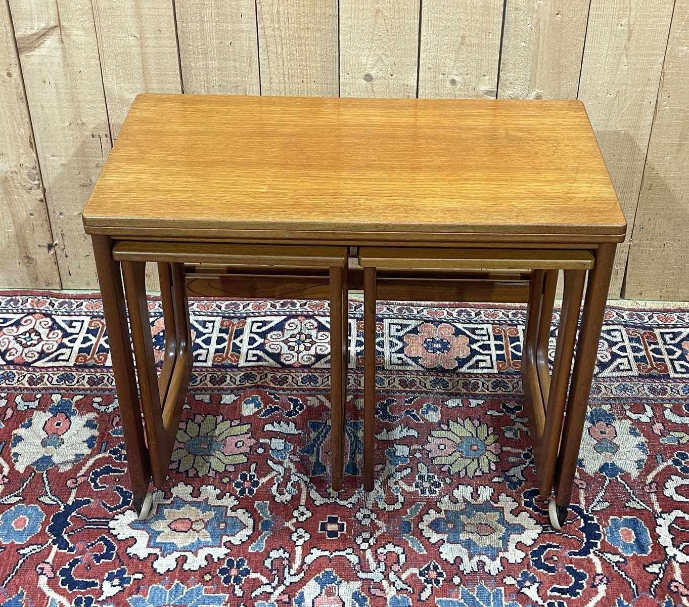 English Teak Nesting Folding Table, 1970s, Set of 3 for sale at Pamono