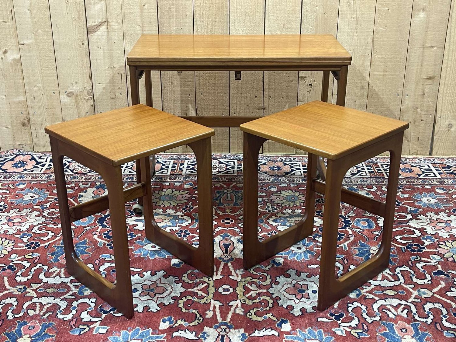 English Teak Nesting Folding Table, 1970s, Set of 3 for sale at Pamono