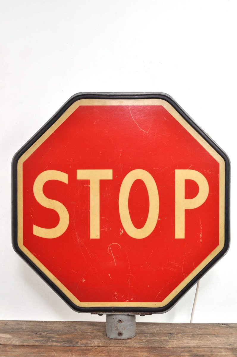 Large Vintage Traffic Stop Sign with Lighting, 1950s for sale at Pamono