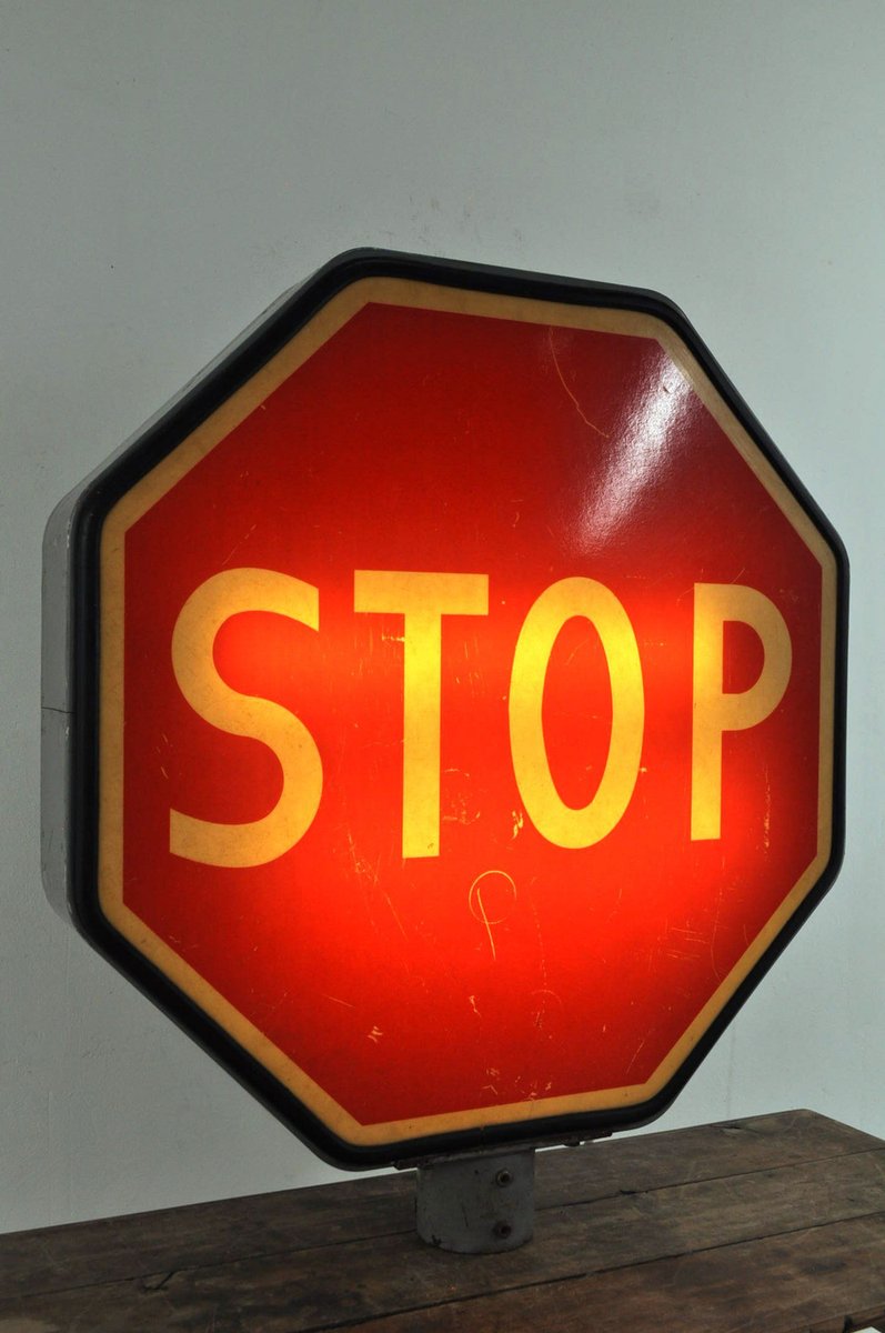 Large Vintage Traffic Stop Sign with Lighting, 1950s for sale at Pamono