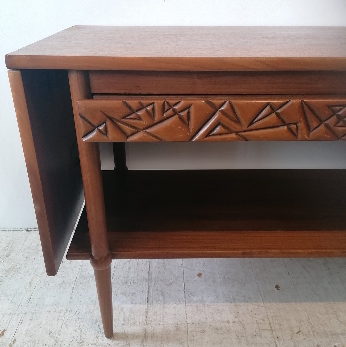 Mid-Century Brutalist Modern Walnut Extending Server-Hall Table by ...