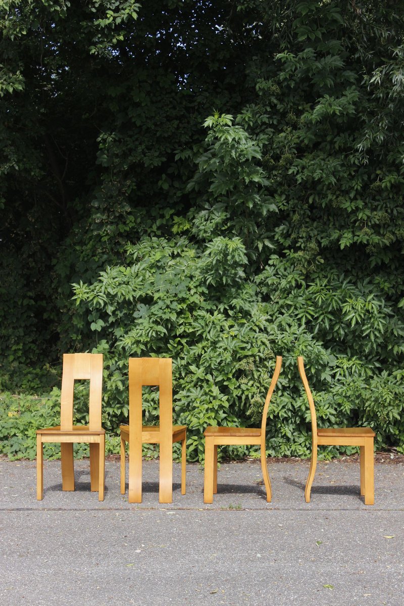 Vintage French Elm Chairs from Seltz, 1980s, Set of 4 for sale at Pamono