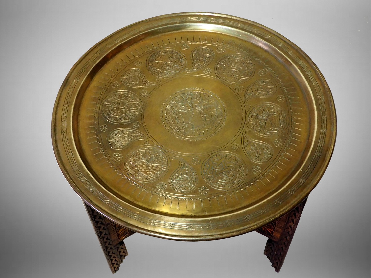 Orient Islamic Hammer Engraved Table Tray, 1940s for sale at Pamono