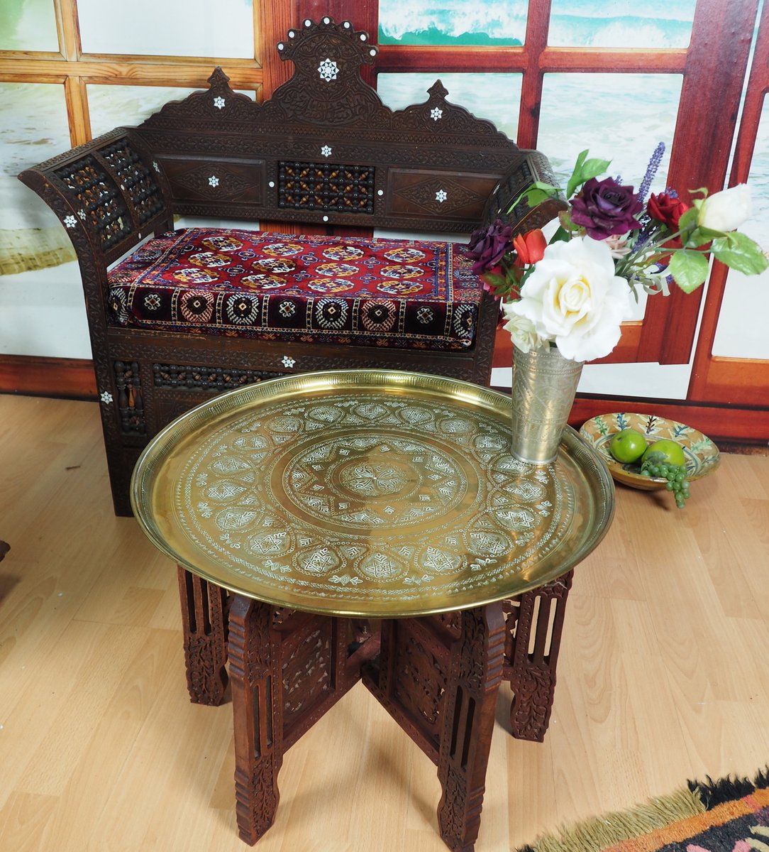 Orient Islamic Hammer Engraved Table Tray, 1940s for sale at Pamono