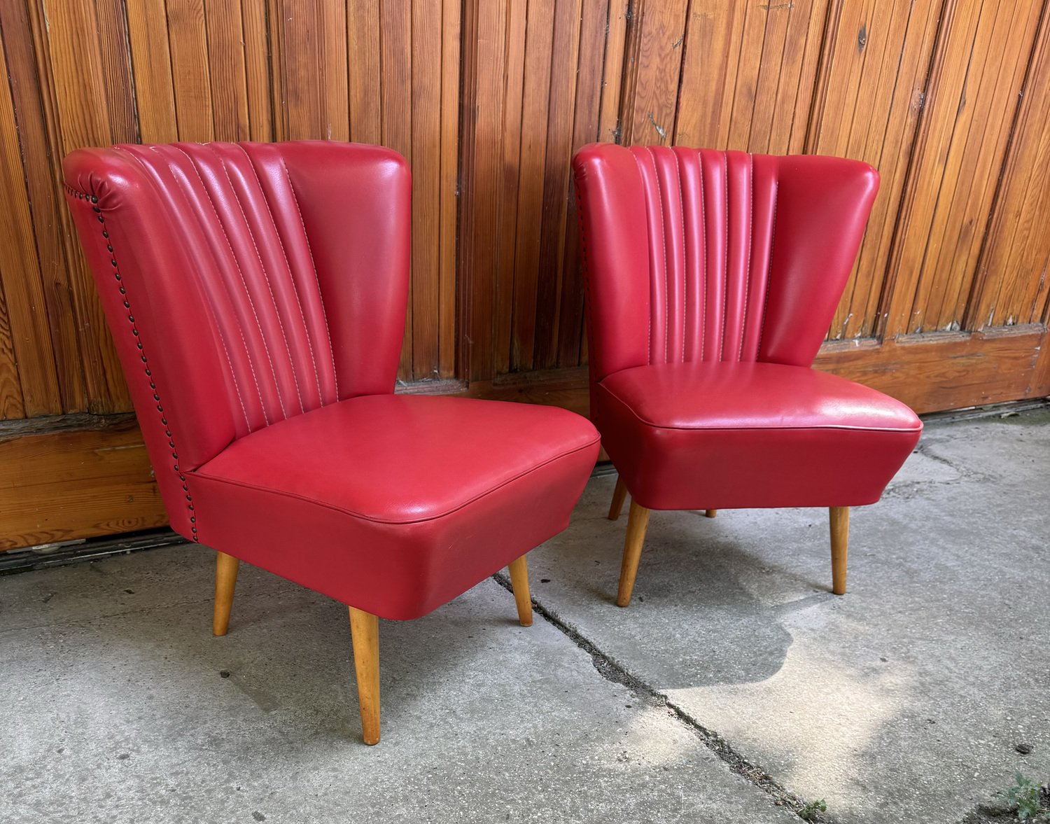 Set of Mid-Century Sky Red Cocktail Chairs, 1950s for sale at Pamono