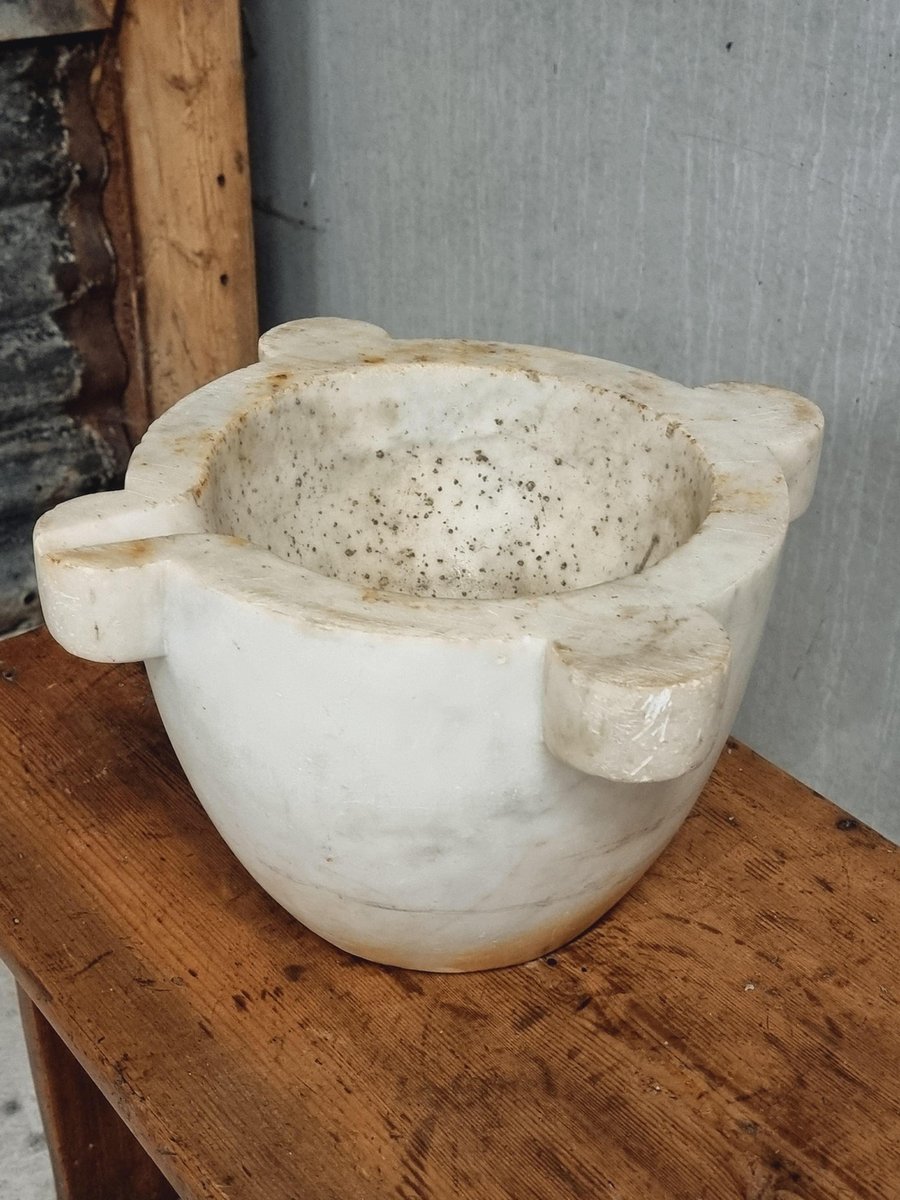 Large Ivory Marble Mortar for sale at Pamono