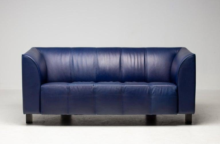 Blue Leather Isu Sofa by Shigeru Uchida, 1995 for sale at Pamono