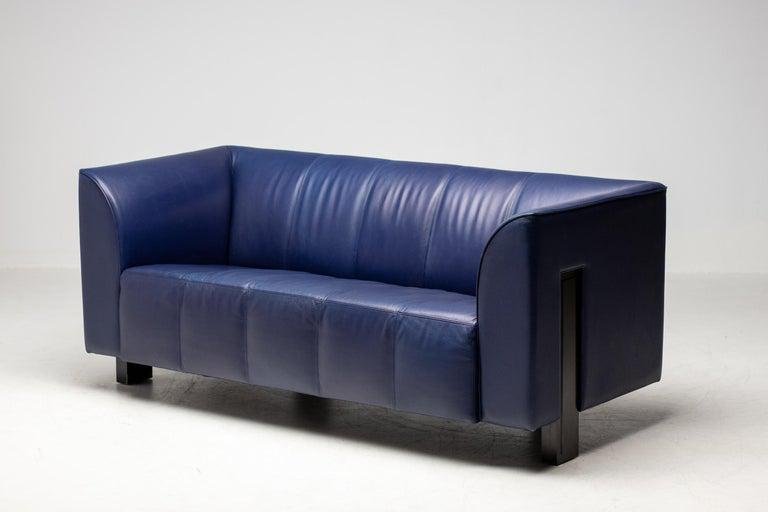 Blue Leather Isu Sofa by Shigeru Uchida, 1995 for sale at Pamono