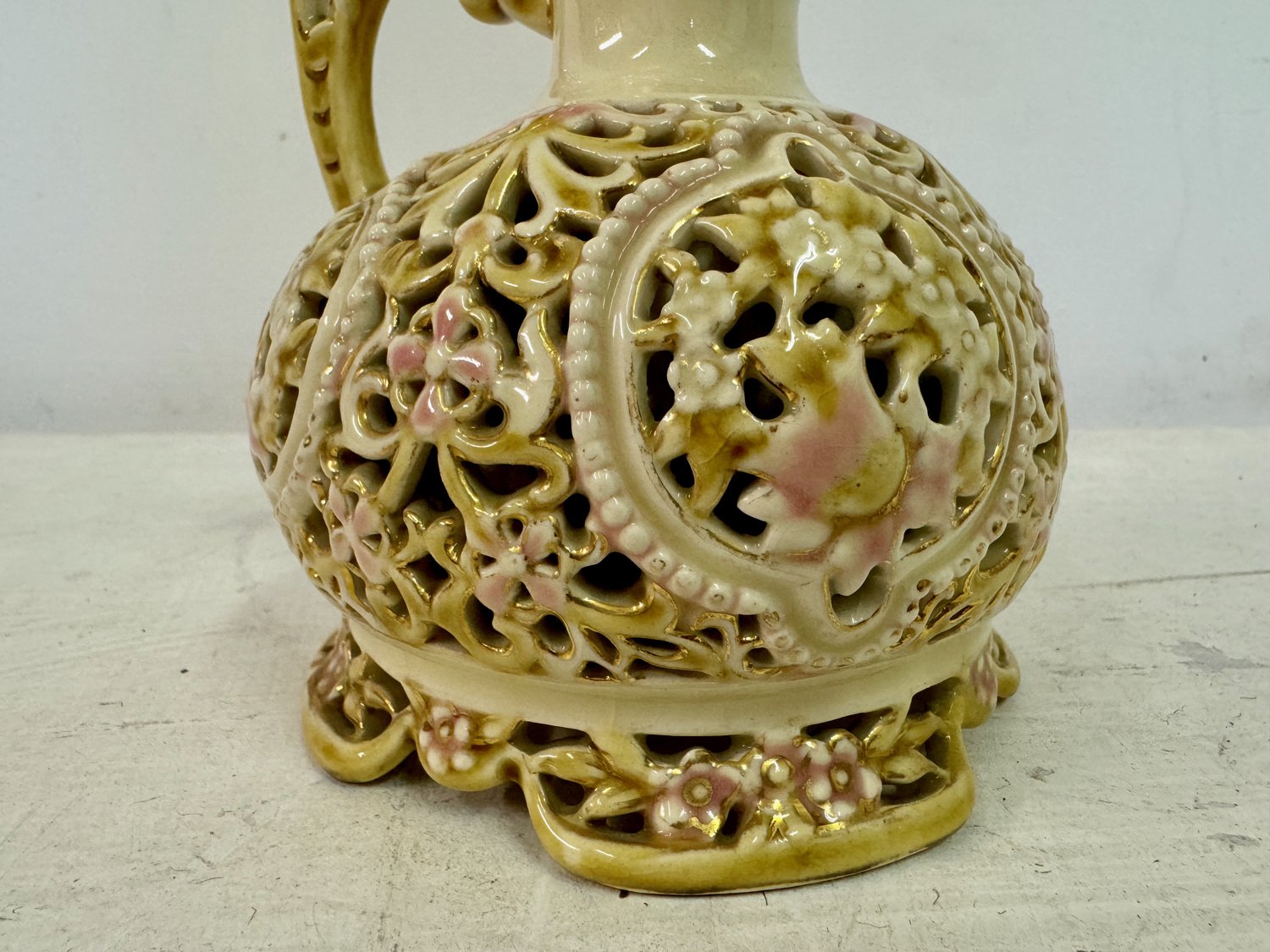 Reticulated Ceramic Pitcher by Zsolnay, 1890s for sale at Pamono