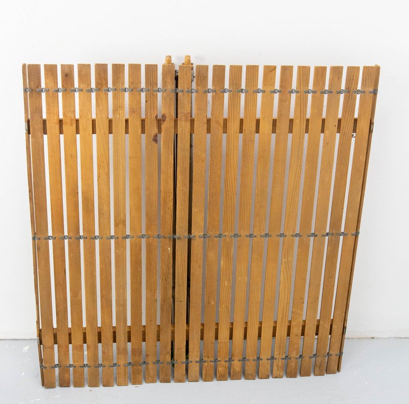 French Foldable Market Table in Iron and Pine, 1950s for sale at Pamono