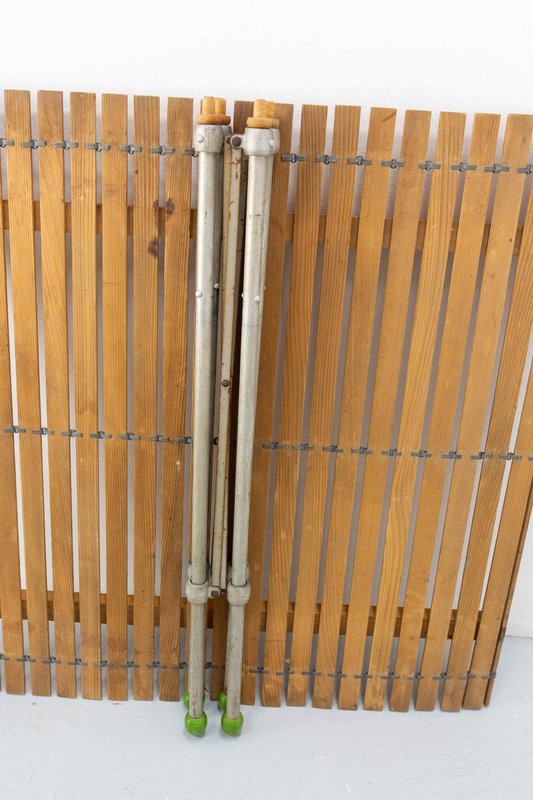 French Foldable Market Table in Iron and Pine, 1950s for sale at Pamono