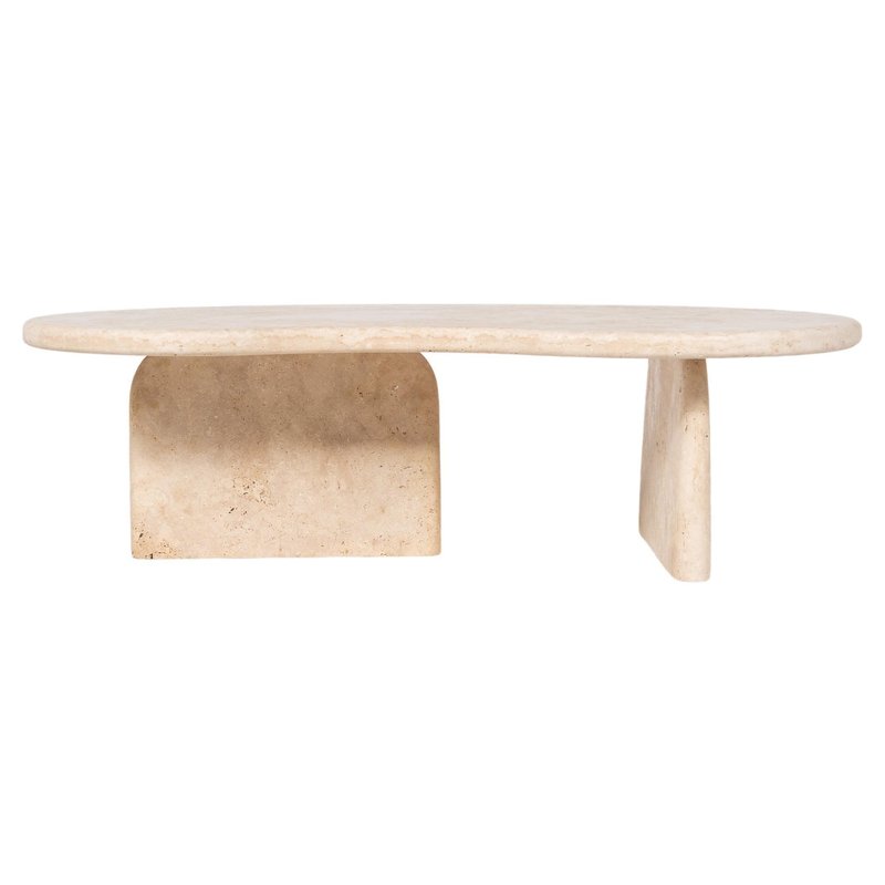 Travertine Bean Shaped Coffee Table for sale at Pamono
