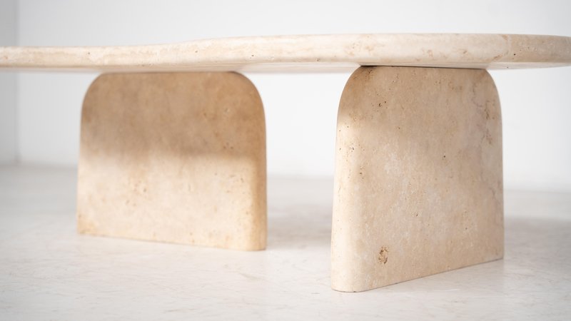Travertine Bean Shaped Coffee Table for sale at Pamono