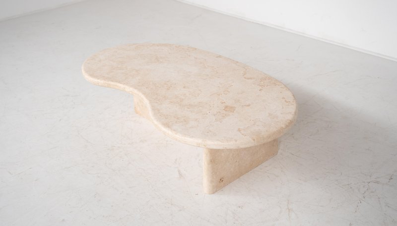 Travertine Bean Shaped Coffee Table for sale at Pamono