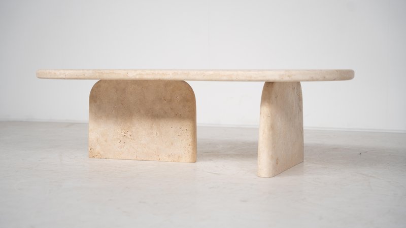 Travertine Bean Shaped Coffee Table for sale at Pamono