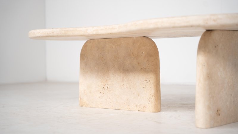Travertine Bean Shaped Coffee Table for sale at Pamono