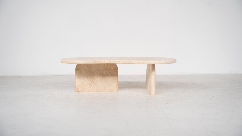 Travertine Bean Shaped Coffee Table for sale at Pamono