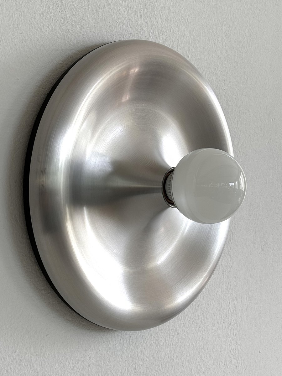 Round Silver Aluminium Disc Wall Light or Flush Mount, 1970s for sale ...