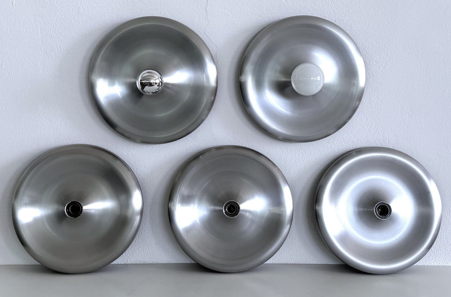 Round Silver Aluminium Disc Wall Light or Flush Mount, 1970s for sale ...