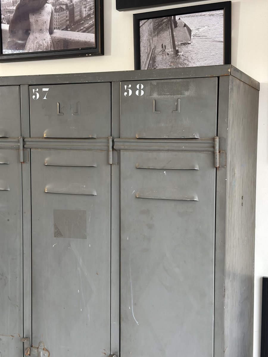 Vintage German Industrial Metal Locker Cupboard, 1950s for sale at Pamono