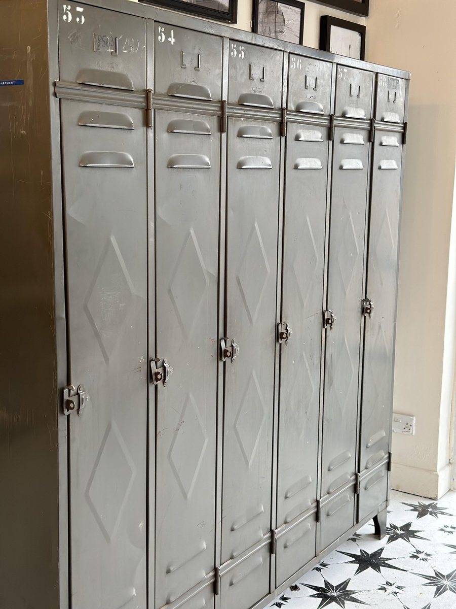 Vintage German Industrial Metal Locker Cupboard, 1950s for sale at Pamono