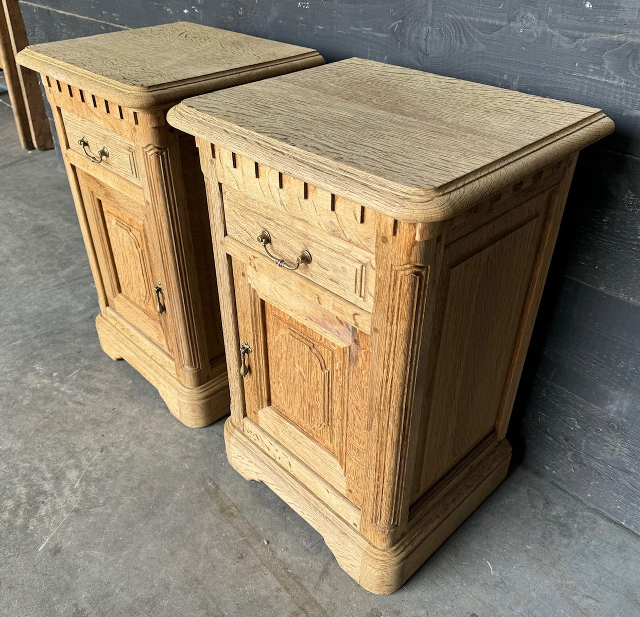 French Bleached Oak Bedside Tables, 1930, Set of 2 for sale at Pamono