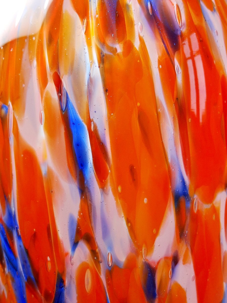 Small Art Deco Cobalt Orange Speckled Glass Paste Vase for sale at Pamono