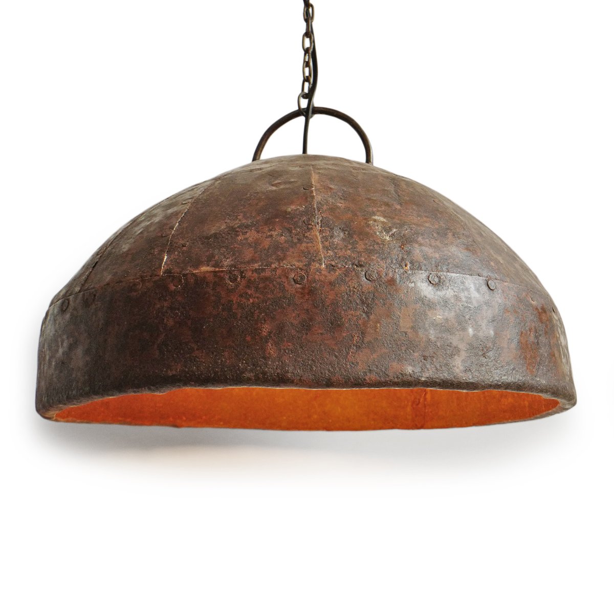 Vintage Rust Iron Rivet Pendant Light, 1960s for sale at Pamono