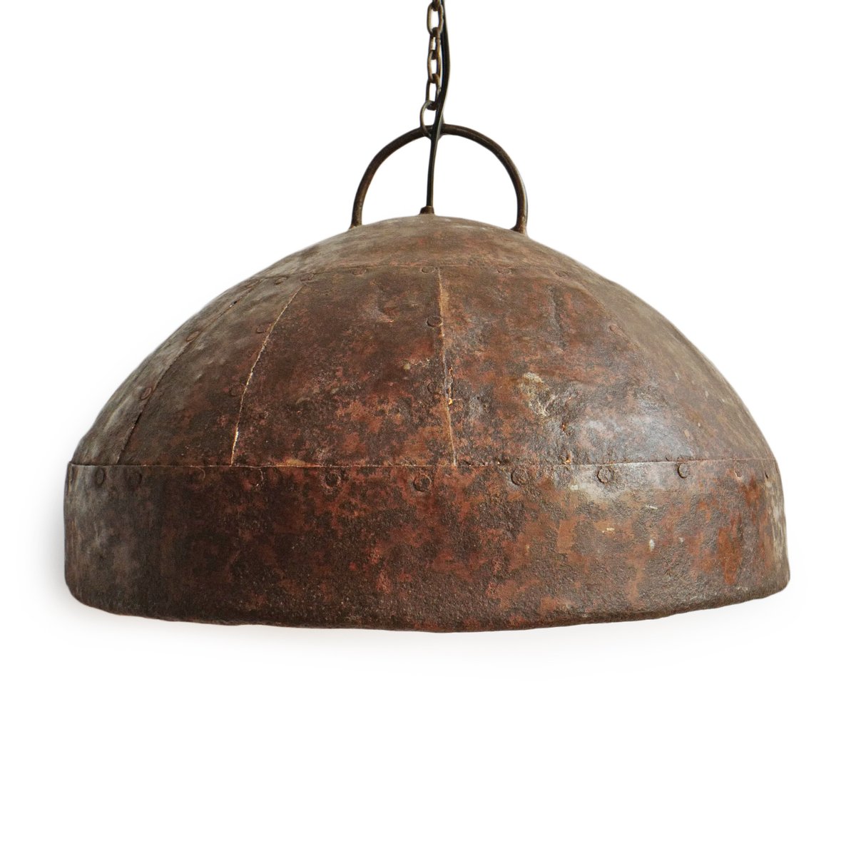 Vintage Rust Iron Rivet Pendant Light, 1960s for sale at Pamono