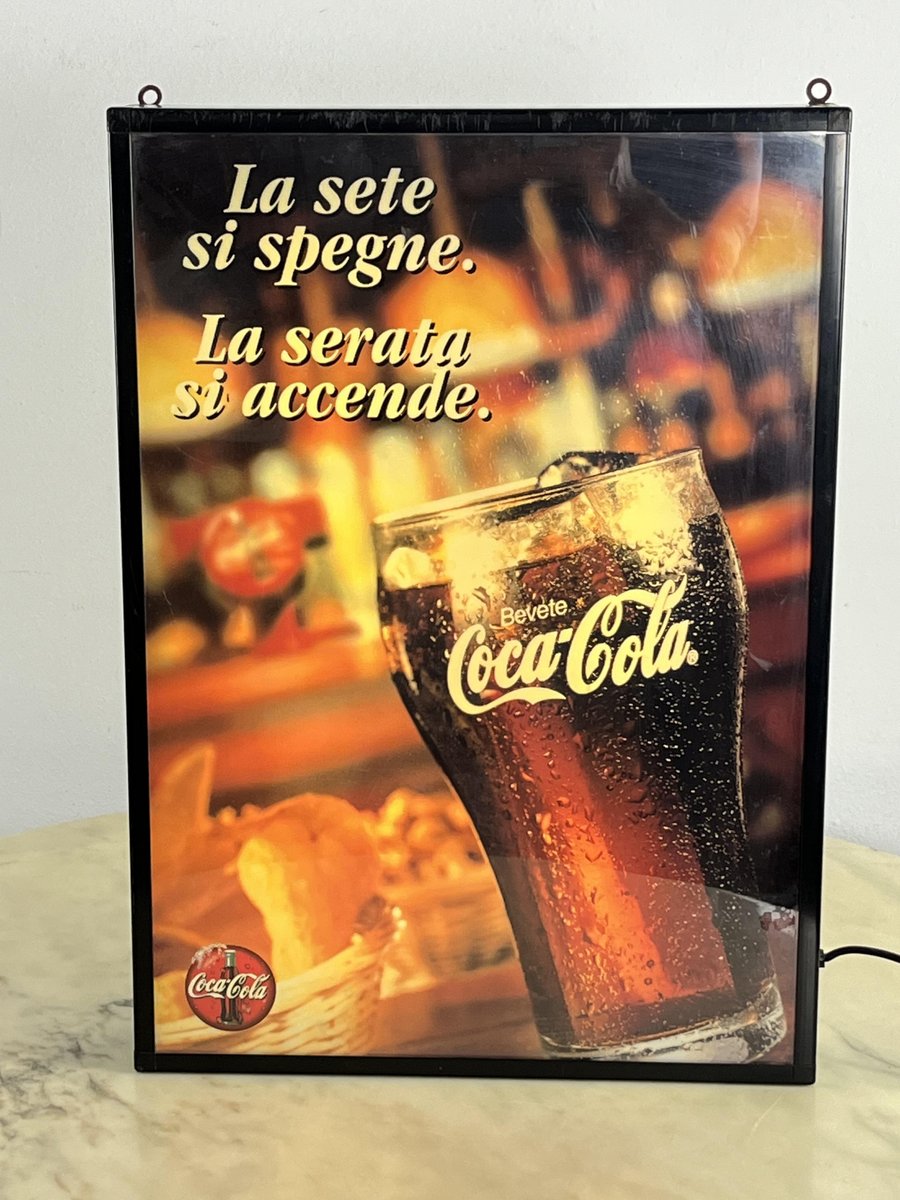 Vintage Coca Cola Backlit Advertising Panel, 1980s for sale at Pamono