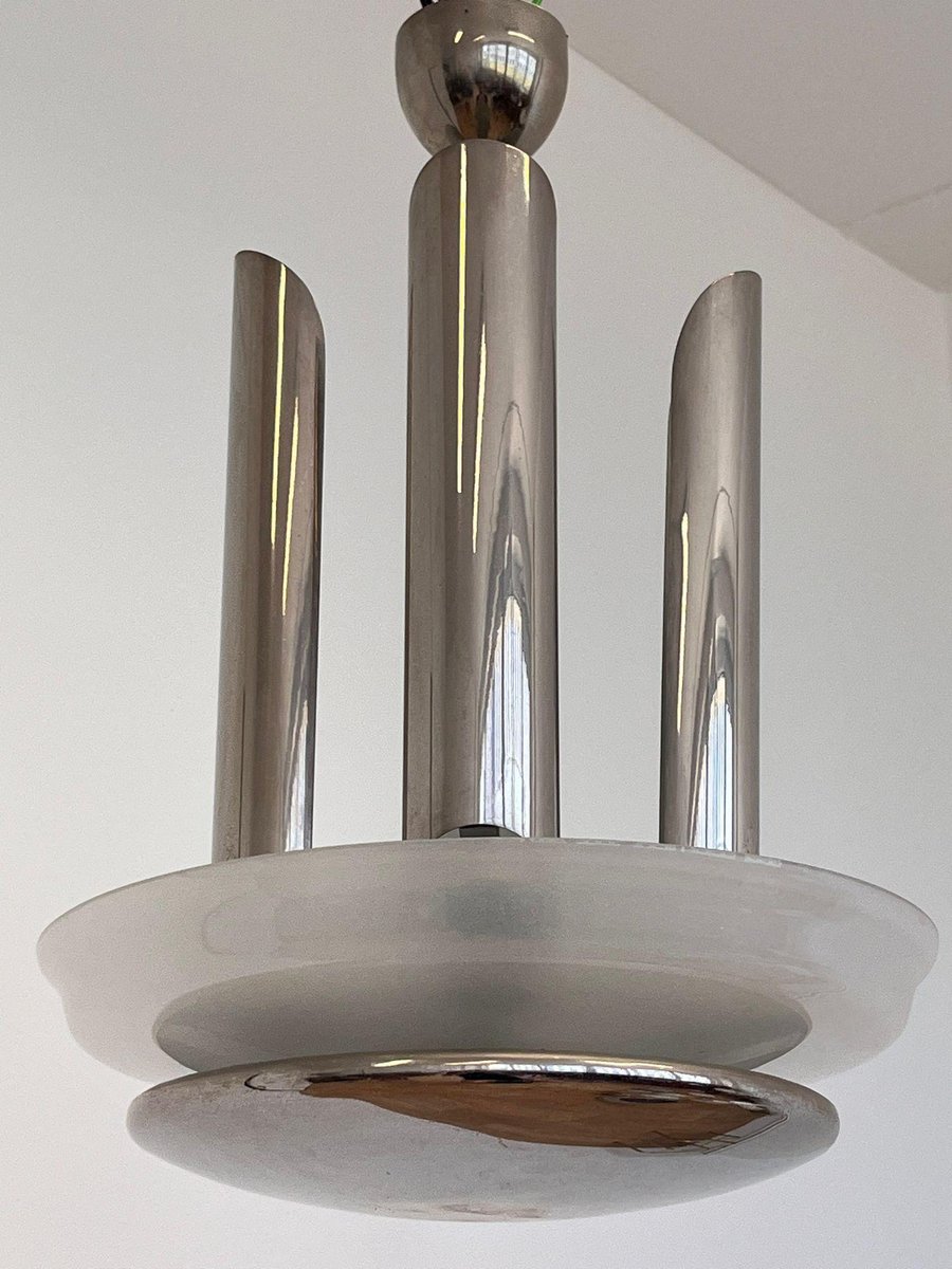 Large Very Bauhaus Functionalism Art Deco Chrome Chandelier, 1935 for ...