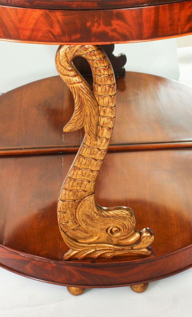 Antique Italian Flame Mahogany Giltwood Dolphin Console Tables, 19th ...