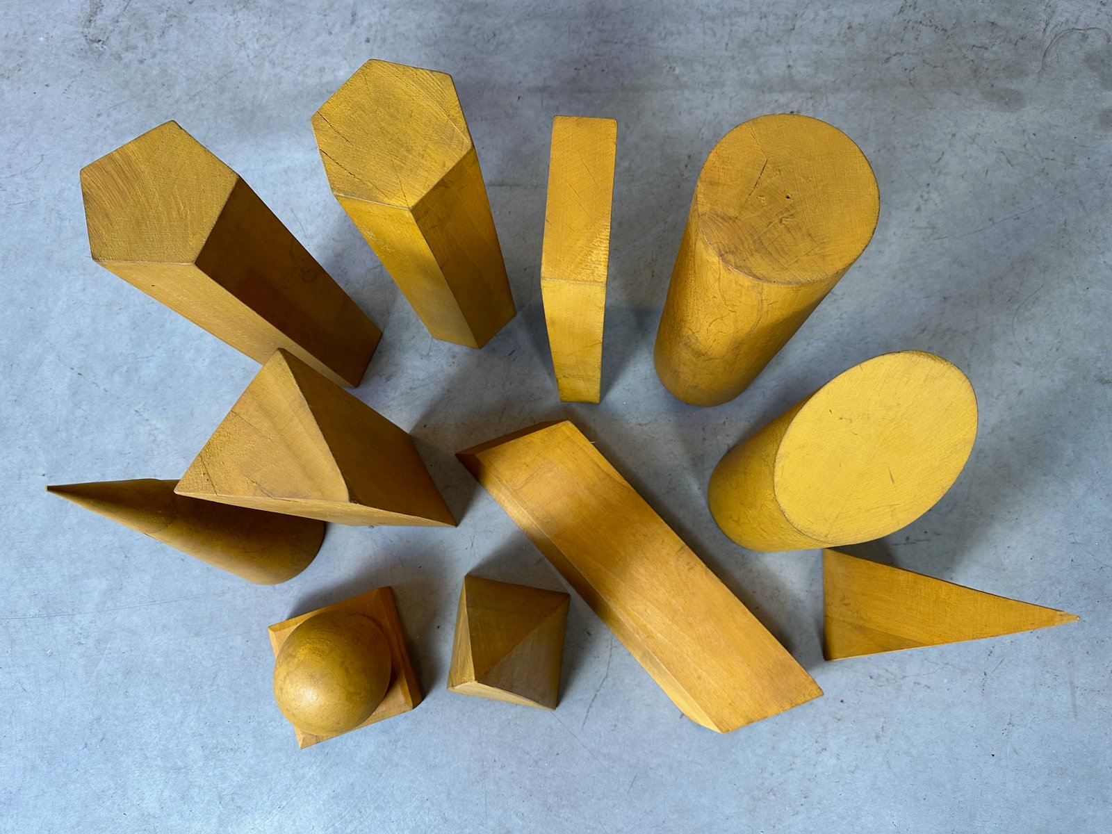 Antique Wooden Geometric Shapes, Set of 11 for sale at Pamono